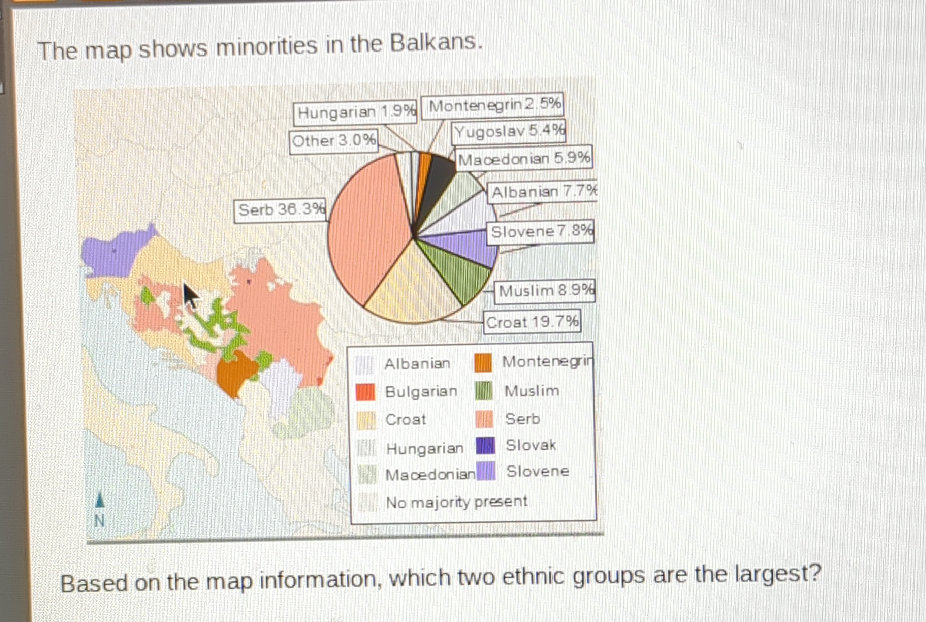 The map shows minorities in the Balkans. | | StudyX