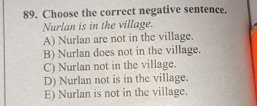 Choose the correct negative sentence. Nurlan | StudyX