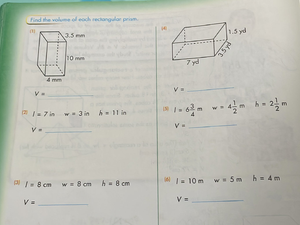 Find the volume of each rectangular prism. | StudyX