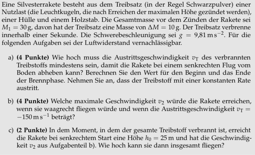 Eine Silvesterrakete besteht aus dem | StudyX