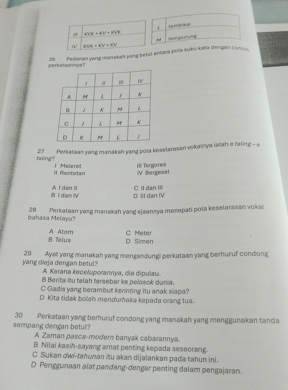 Padanan yang manakah yang betul antara pola | StudyX