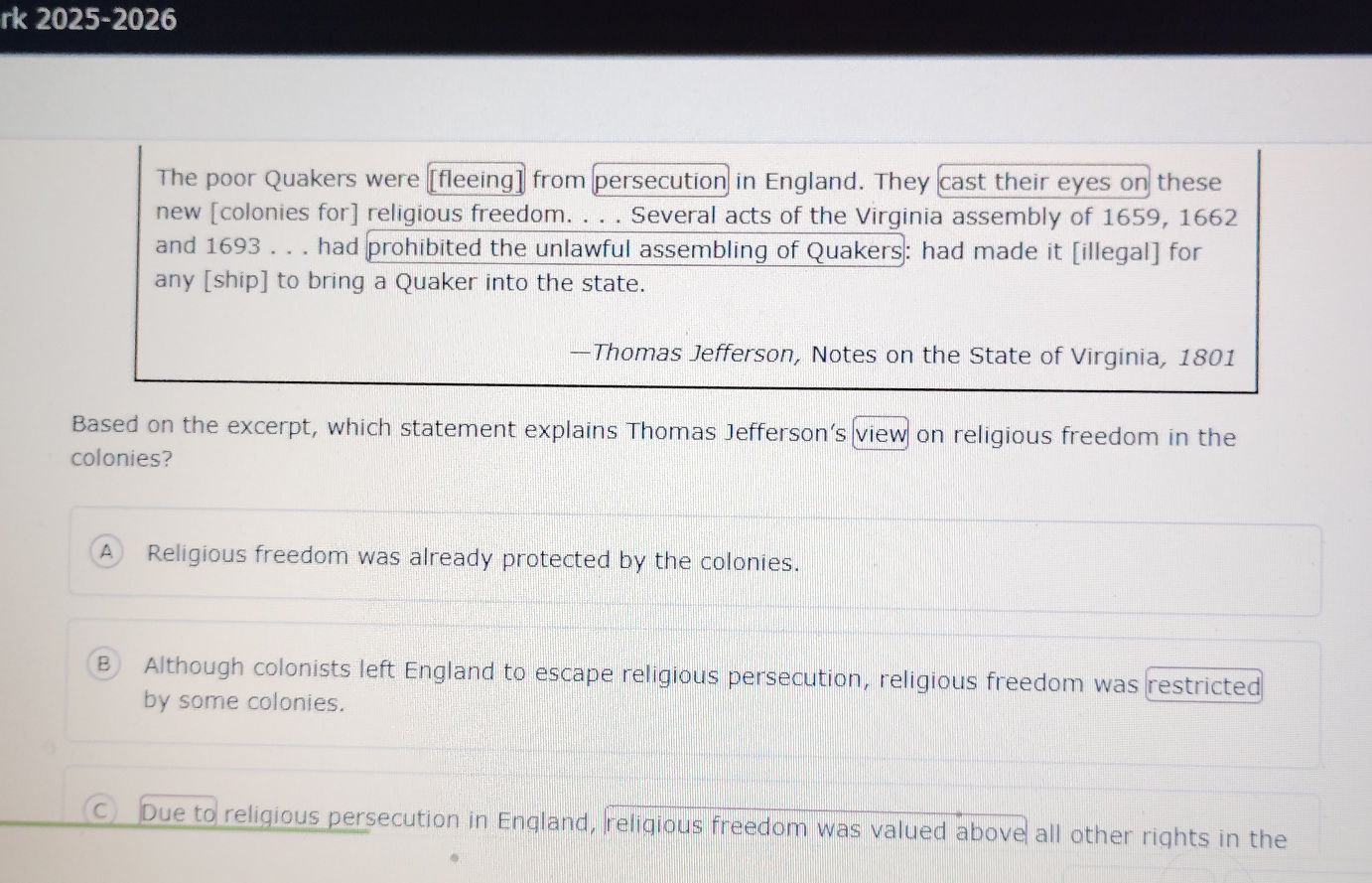 The poor Quakers were [fleeing] from | StudyX