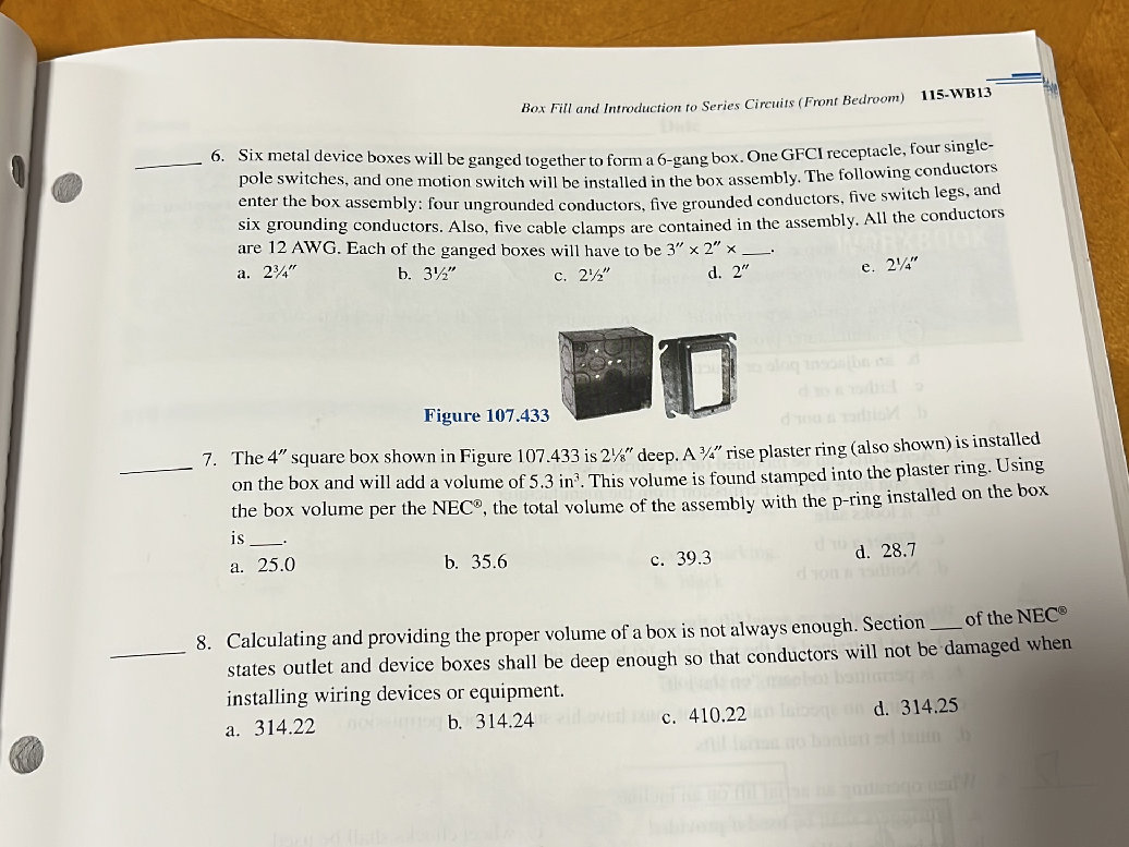 The 4" square box shown in Figure 107.433 is | StudyX