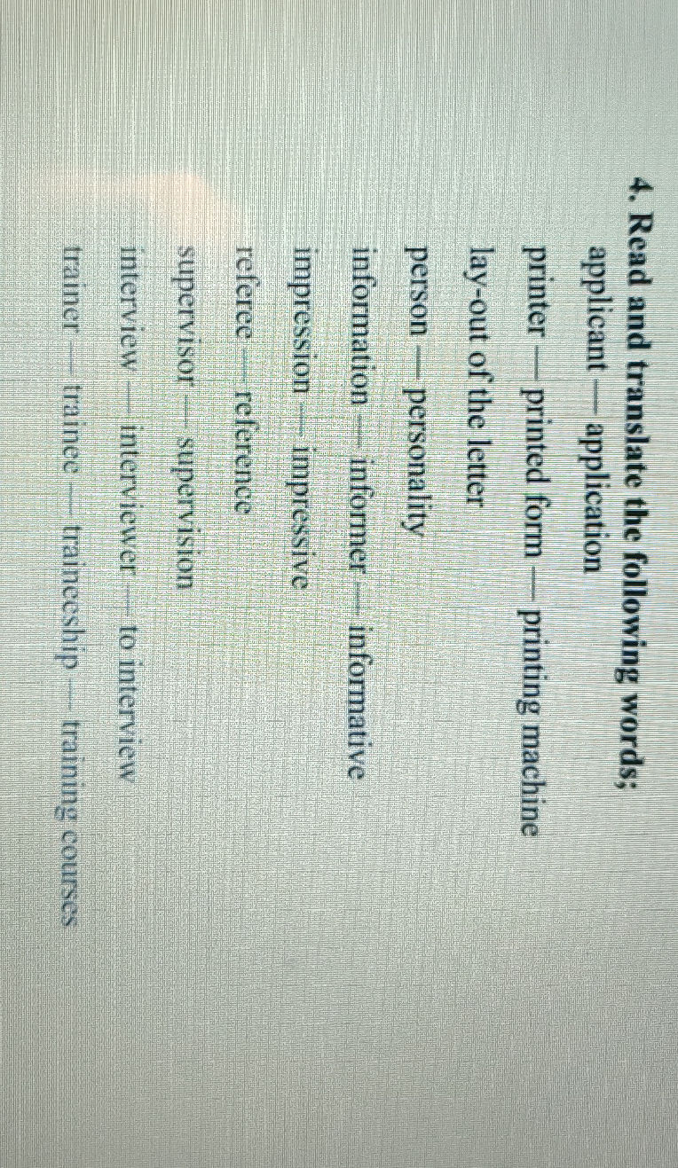 4. Read and translate the following words; | StudyX