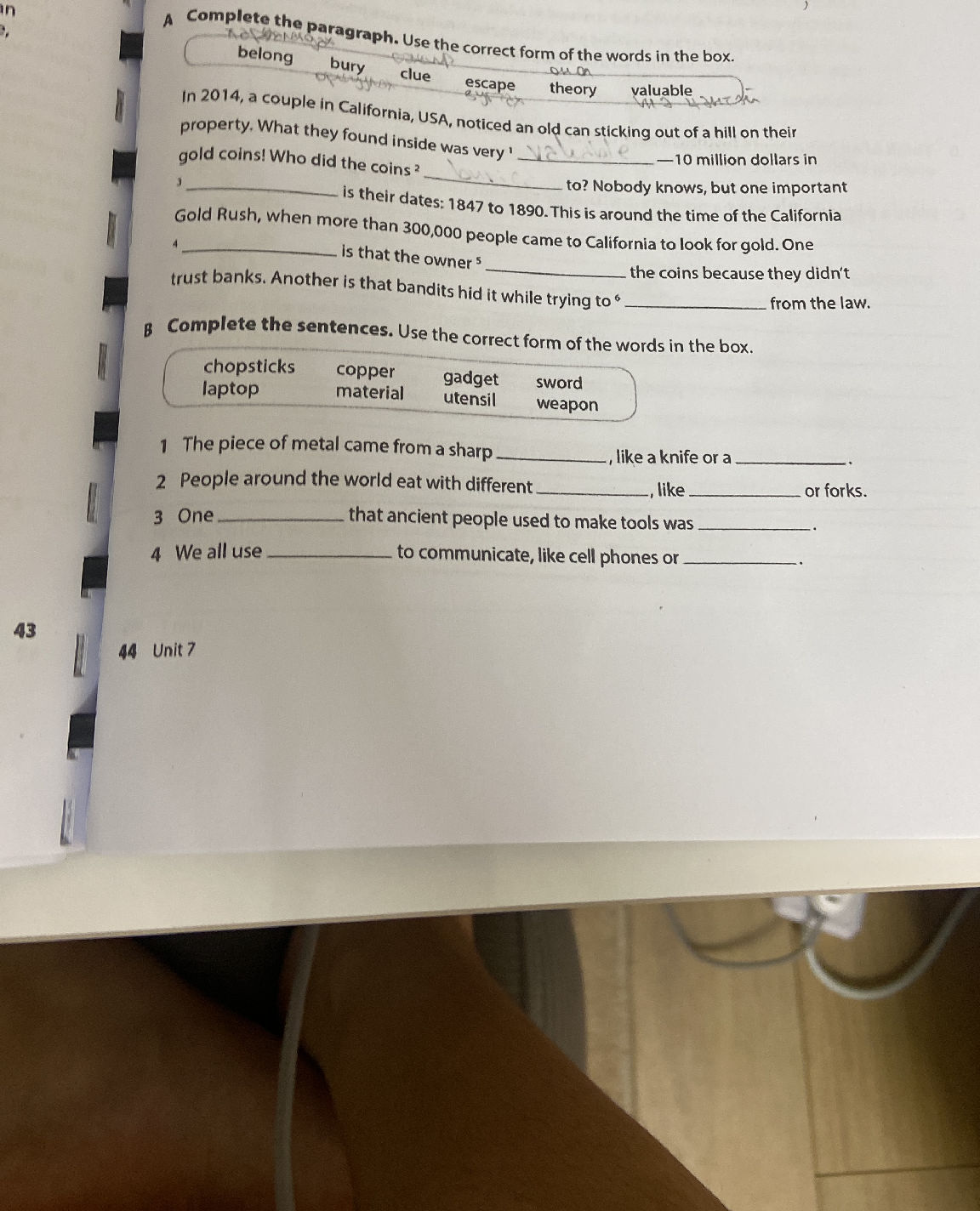 A Complete the paragraph. Use the correct | StudyX