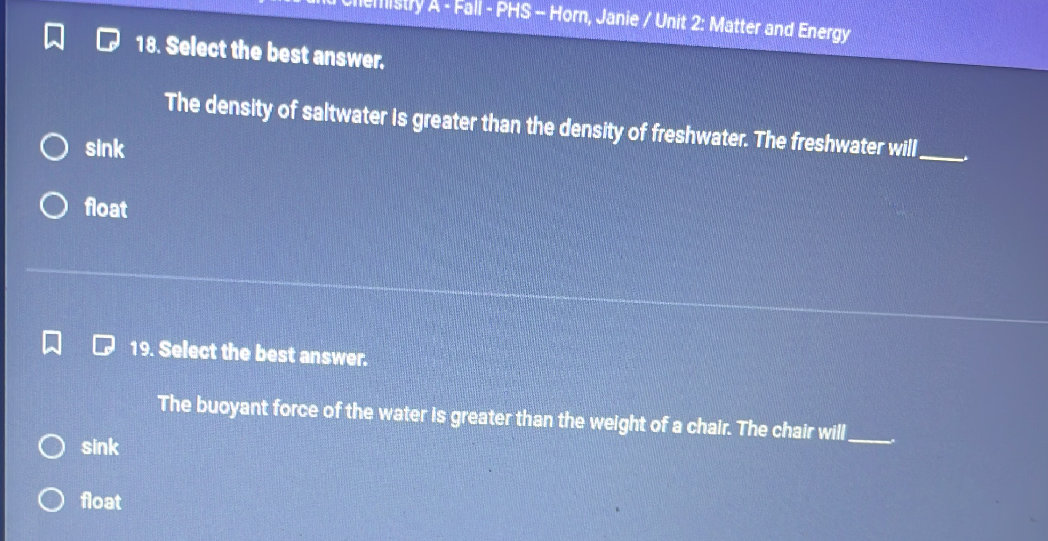 19. Select the best answer. The buoyant | StudyX