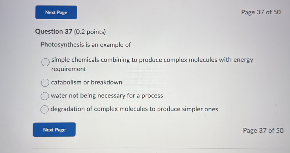 Photosynthesis is an example of simple | StudyX