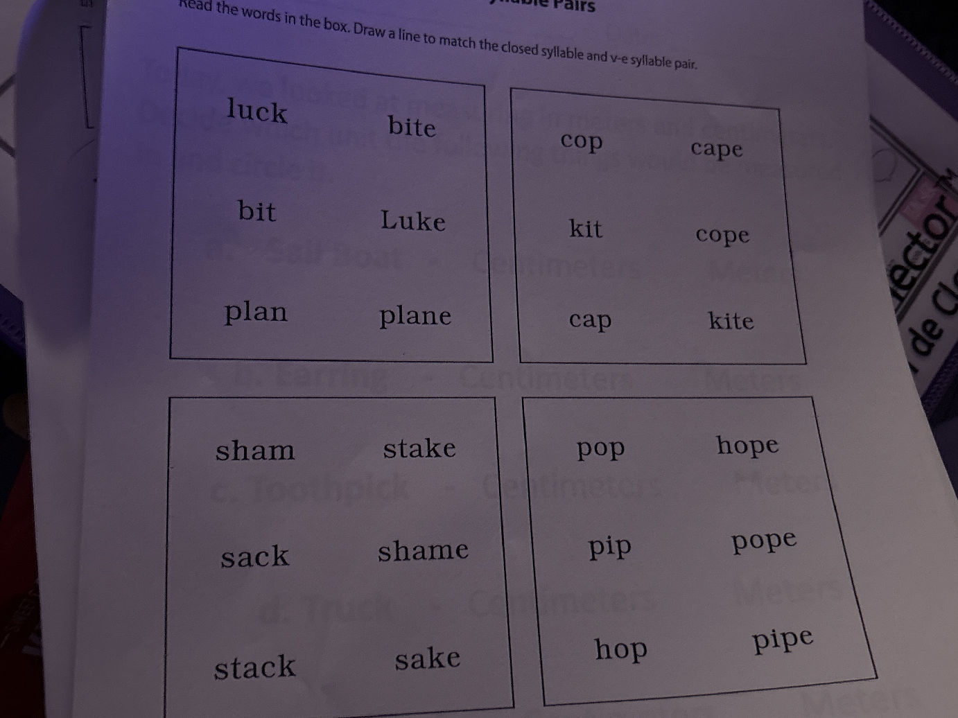 Read the words in the box. Draw a line to | StudyX