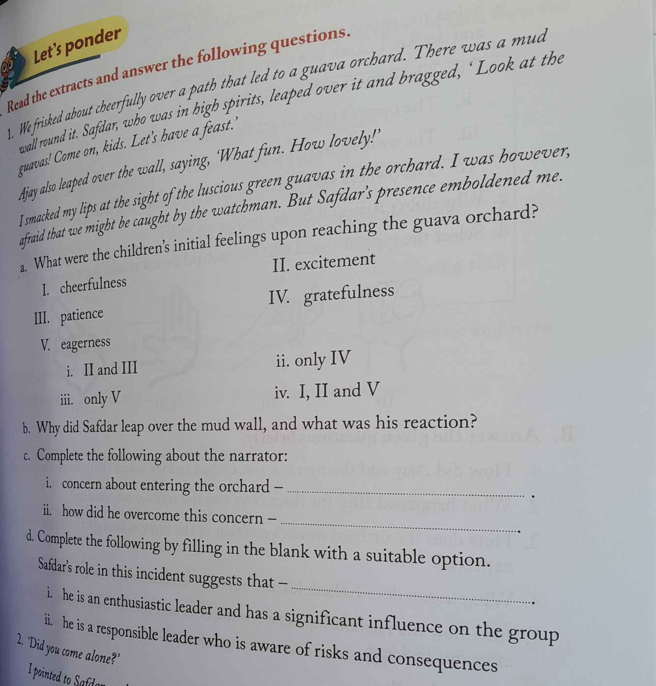 Read the extracts and answer the following | StudyX