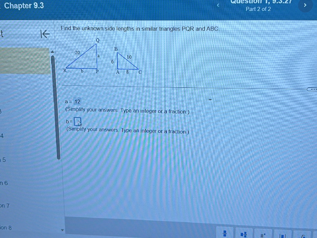 Find the unknown side lengths in similar | StudyX
