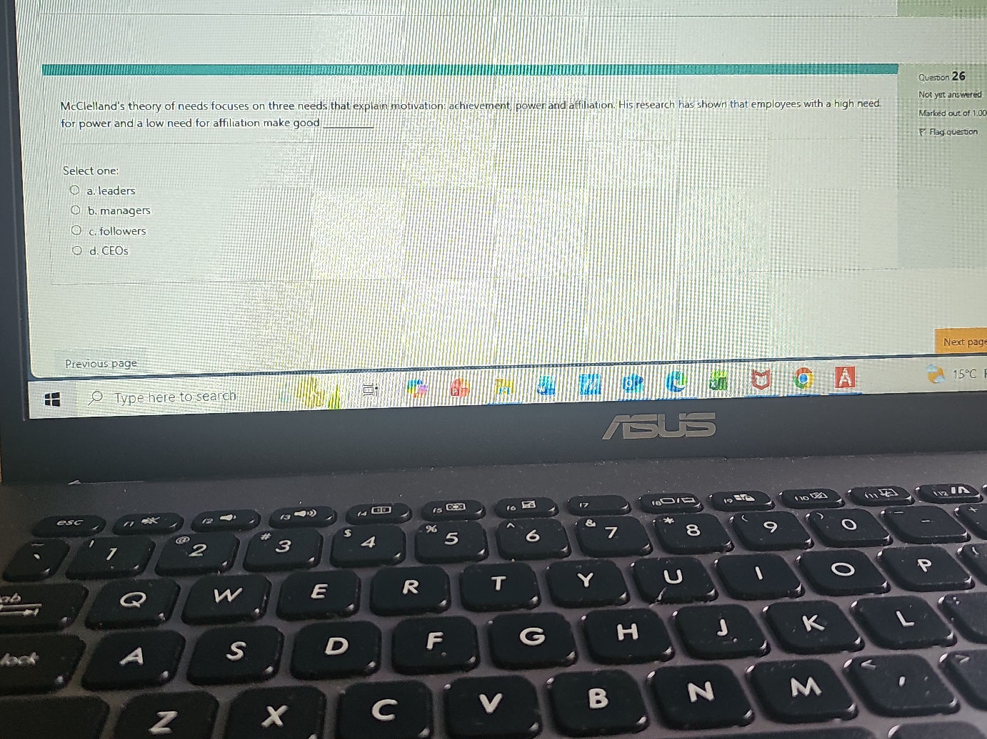 McClelland's theory of needs focuses on | StudyX