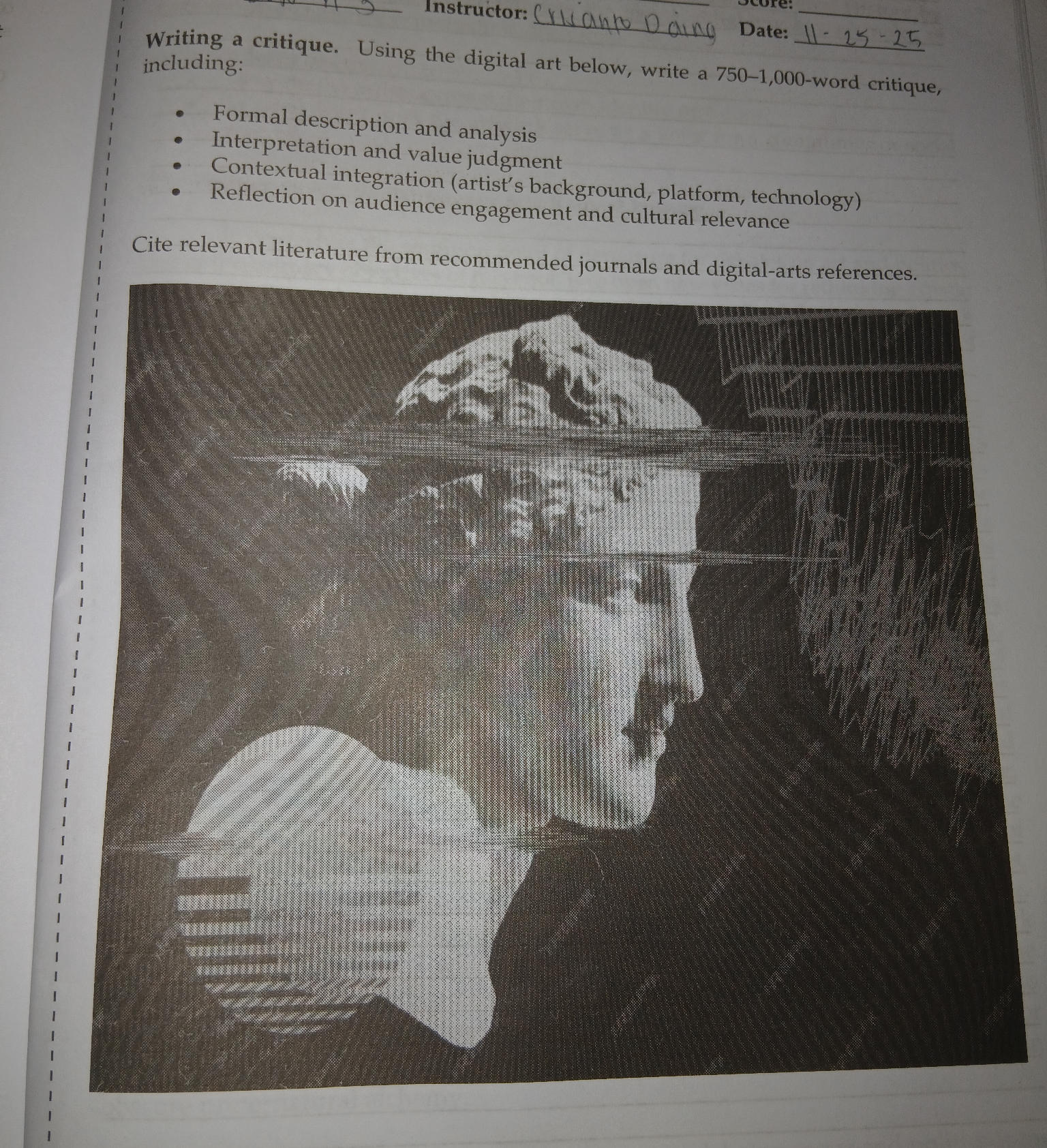 Writing a critique. Using the digital art | StudyX