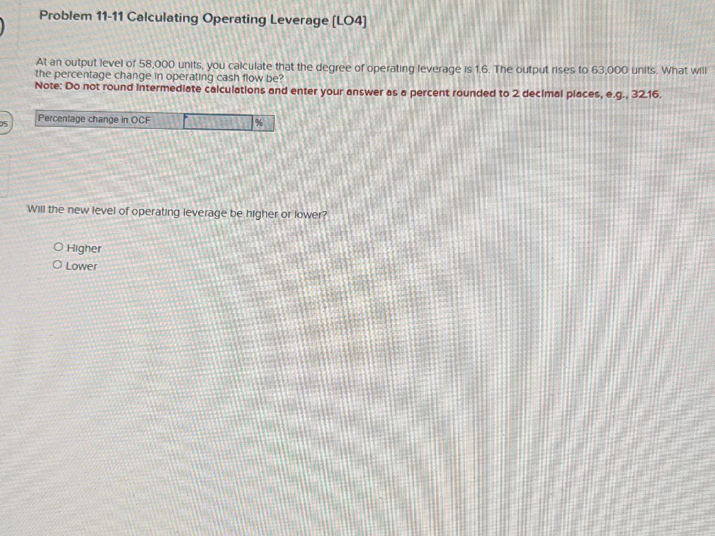 Problem 11-11 Calculating Operating Leverage | StudyX