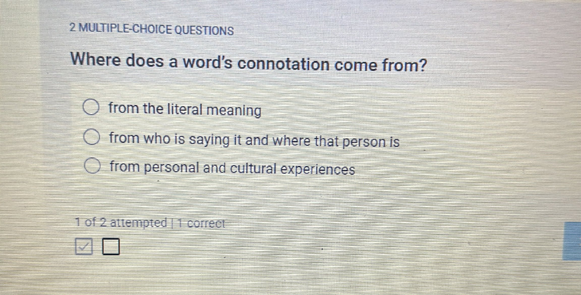 Where does a word's connotation come from? | StudyX