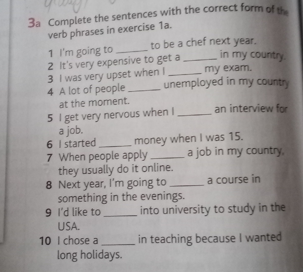 3a Complete the sentences with the correct | StudyX