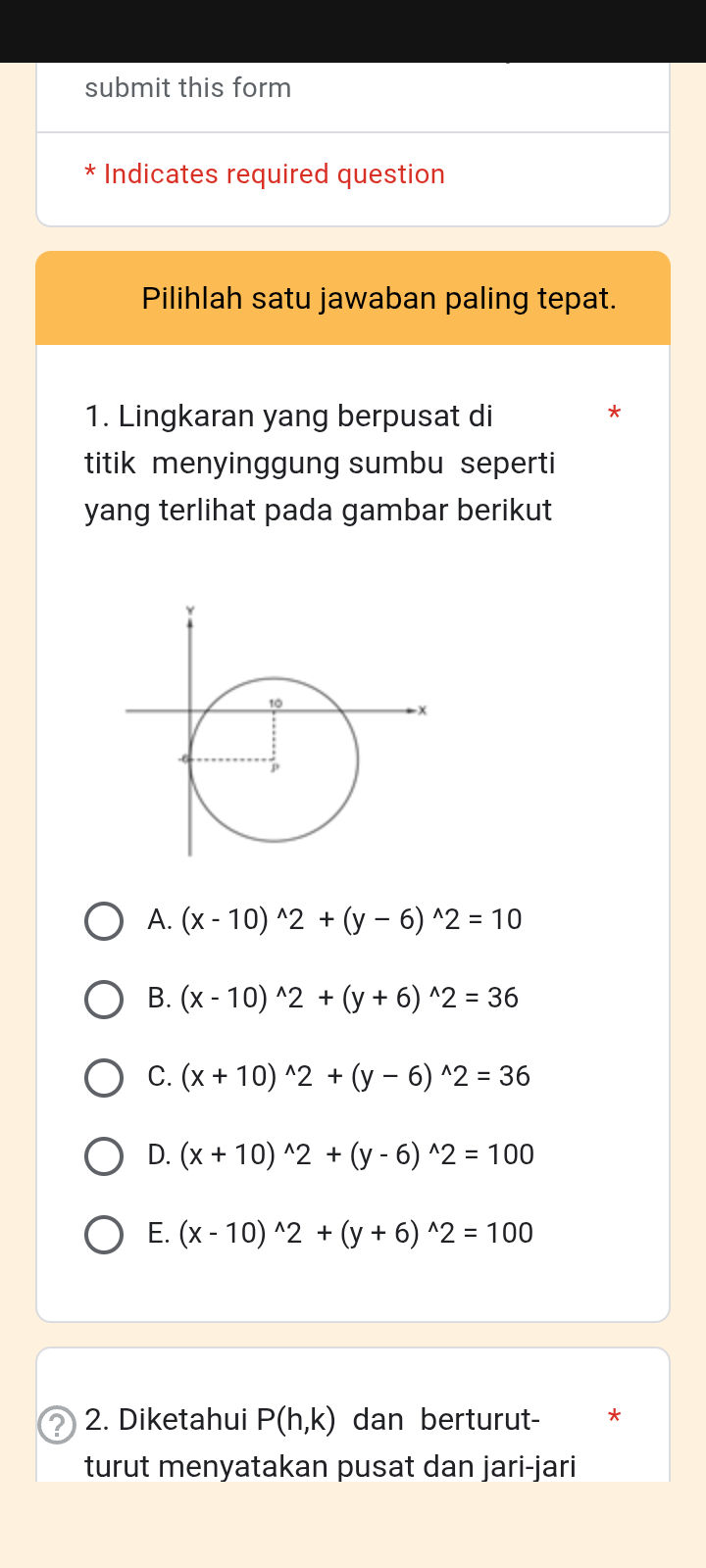 1. Lingkaran yang berpusat di titik | StudyX