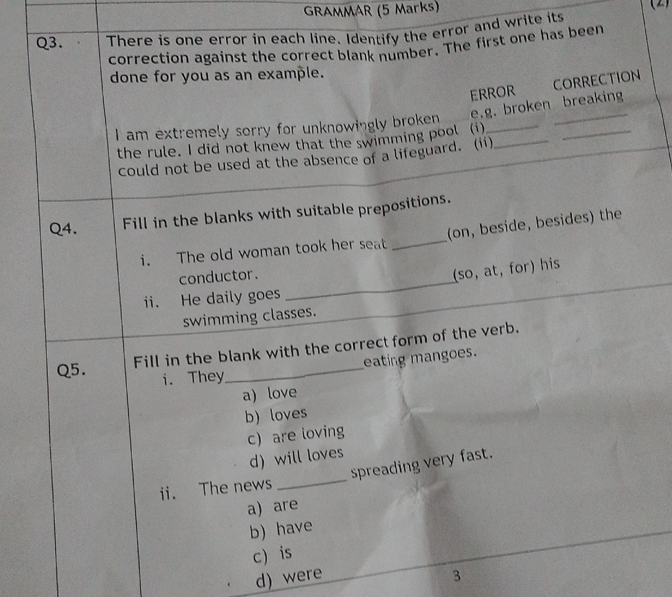 There is one error in each line. Identify | StudyX