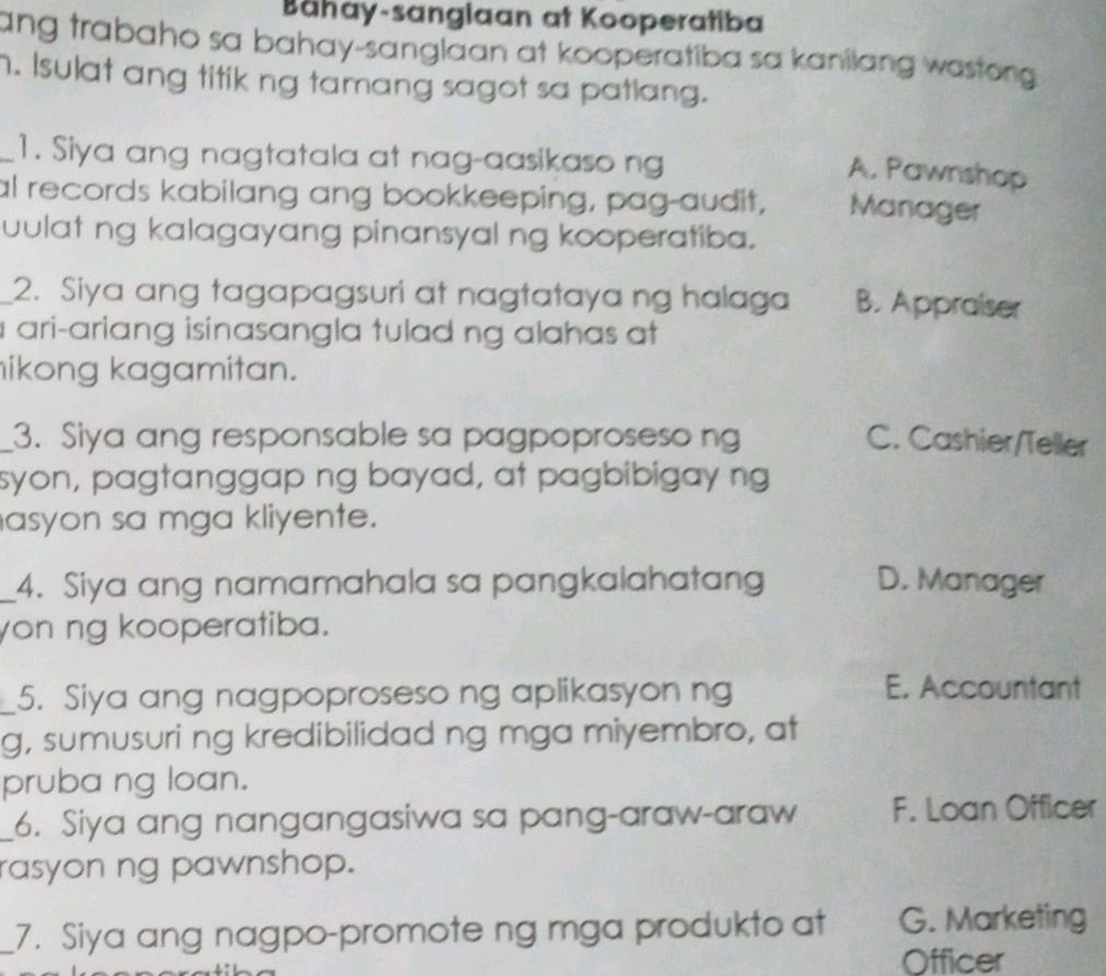 Bahay-sanglaan at Kooperatiba Isulat ang | StudyX