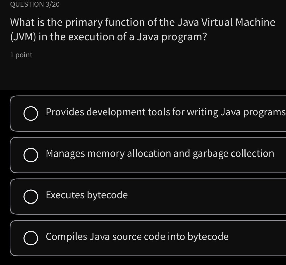 What is the primary function of the Java | StudyX