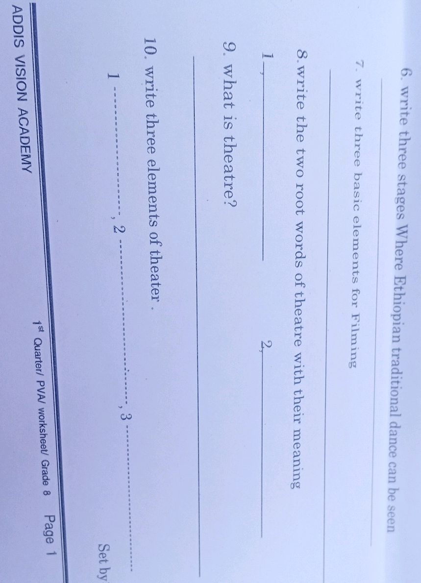 6. write three stages Where Ethiopian | StudyX