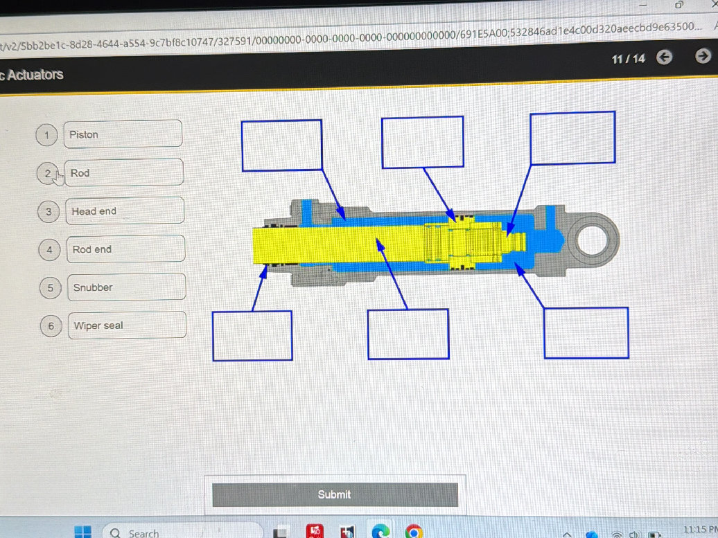 Identify the parts of the Hydraulic Actuator | StudyX