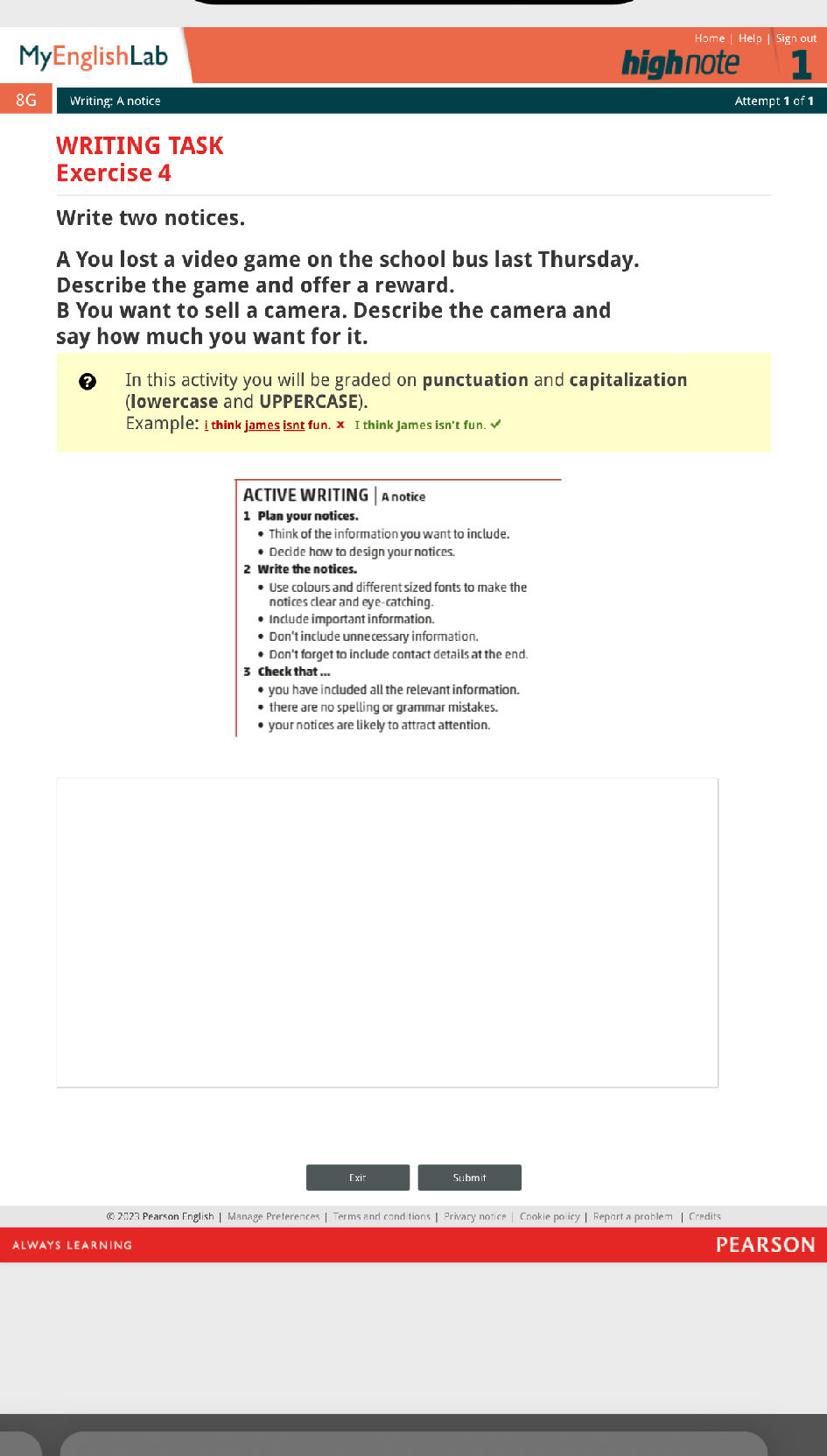 WRITING TASK Exercise 4 Write two notices. | StudyX