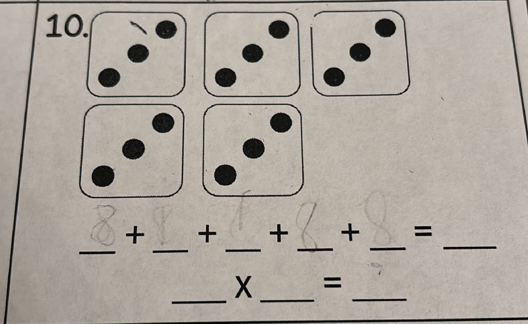 The image shows 5 dice, each displaying 3 | StudyX