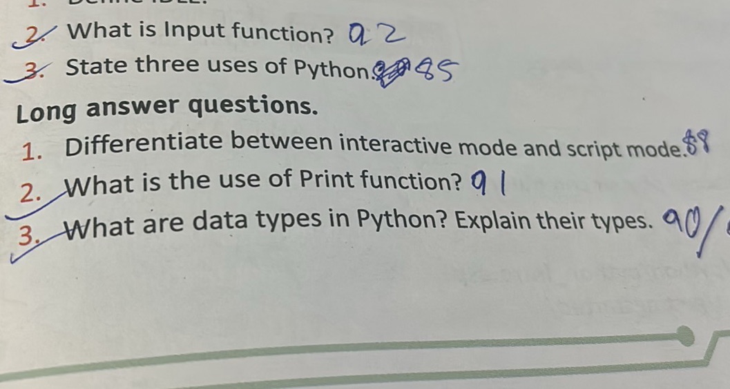 2. What is Input function? 3. State three | StudyX