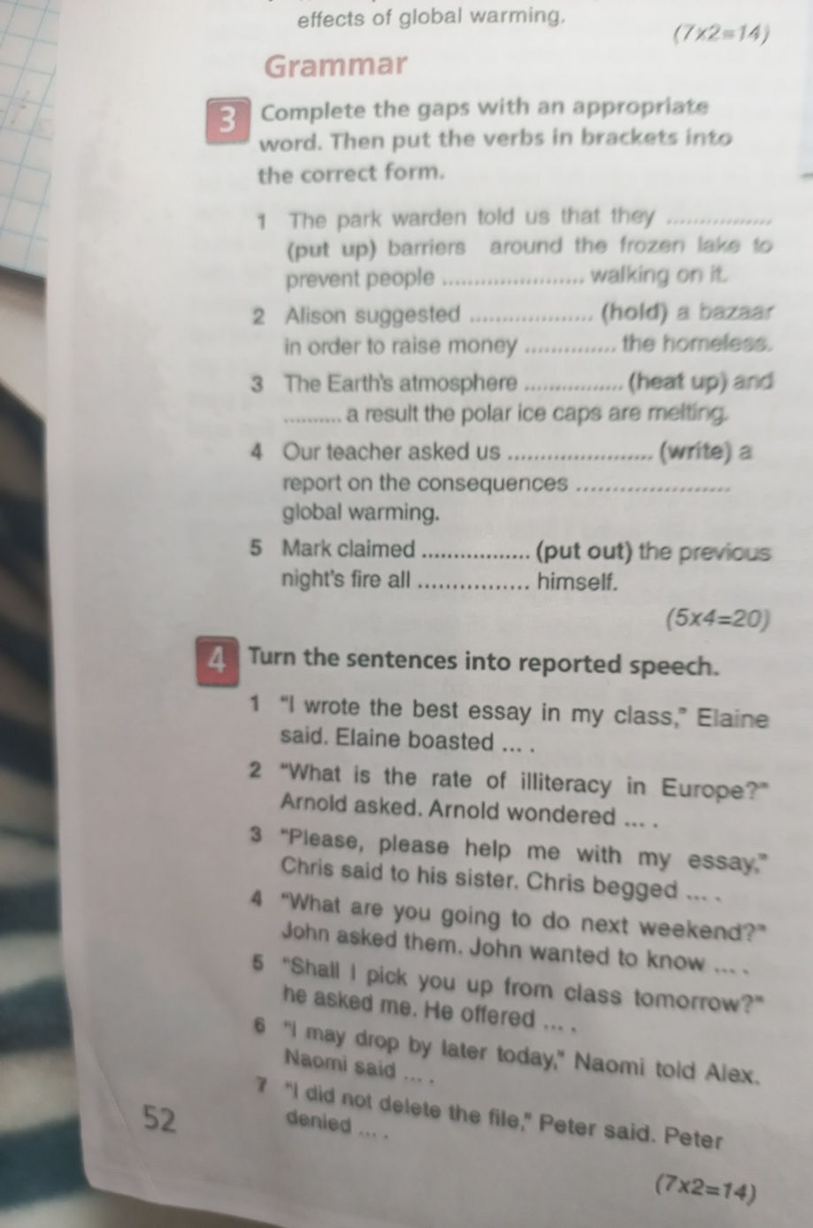 Turn the sentences into reported speech. 1 | StudyX