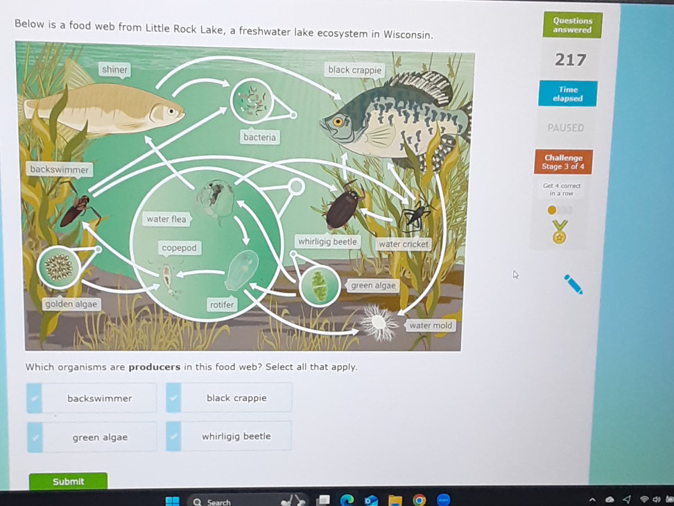 Below is a food web from Little Rock Lake, a