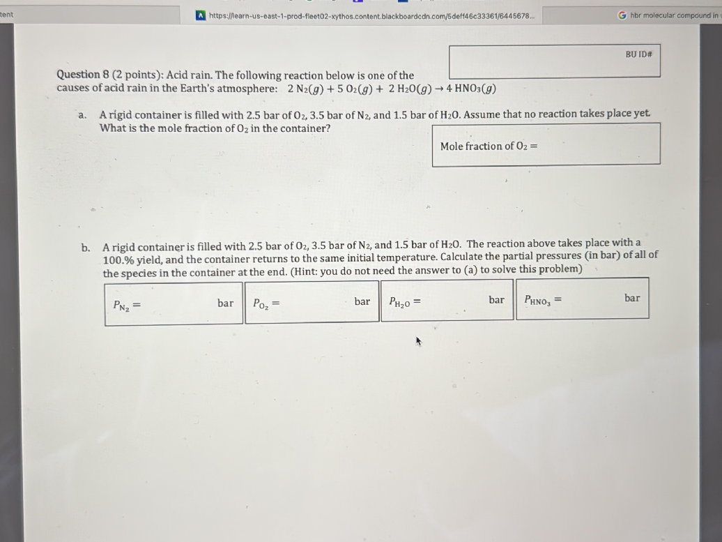 Question 8 (2 points): Acid rain. The | StudyX