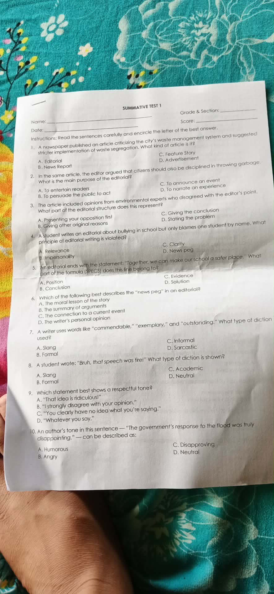 Instructions: Read the sentences carefully | StudyX