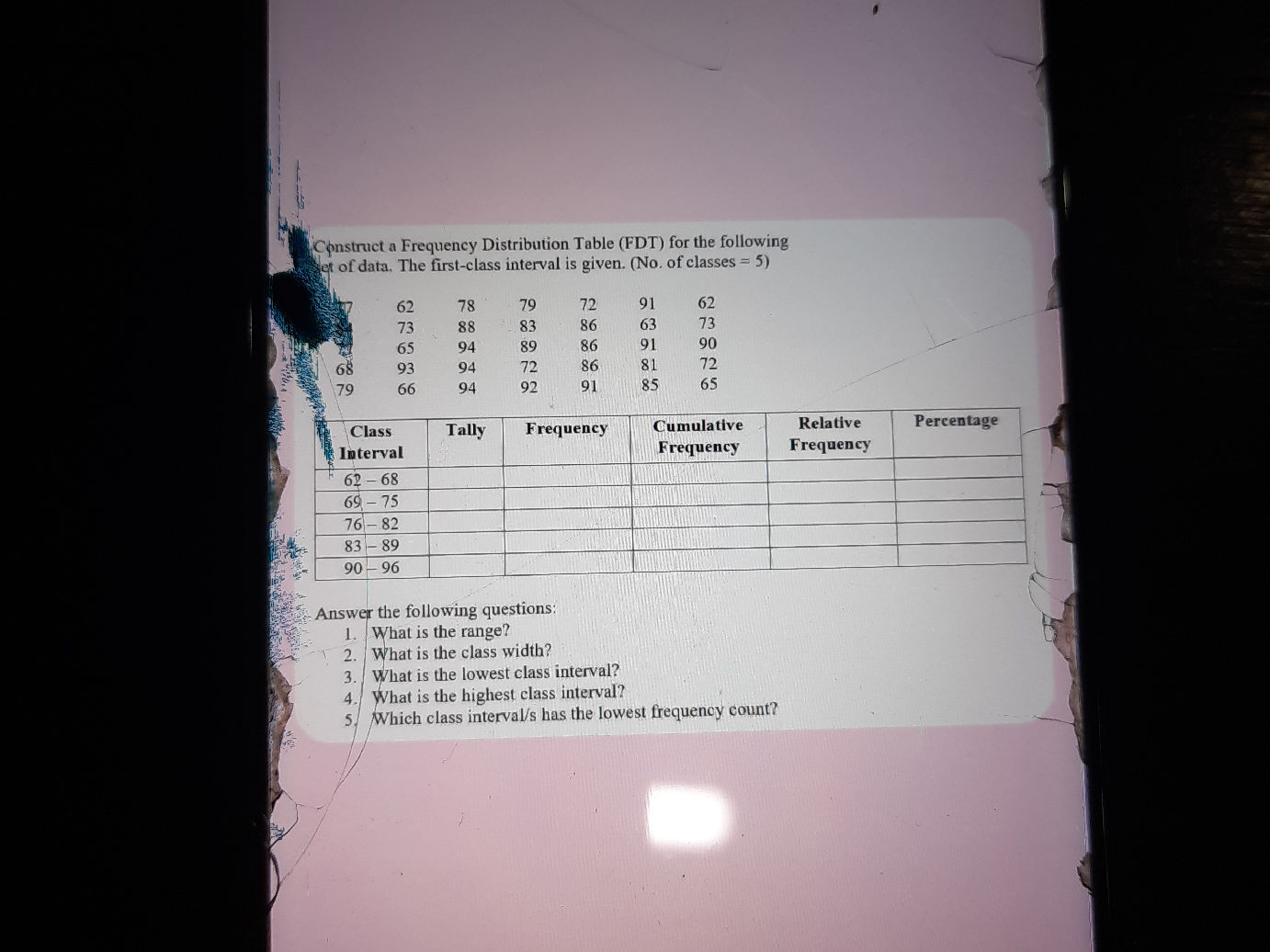 Construct a Frequency Distribution Table | StudyX