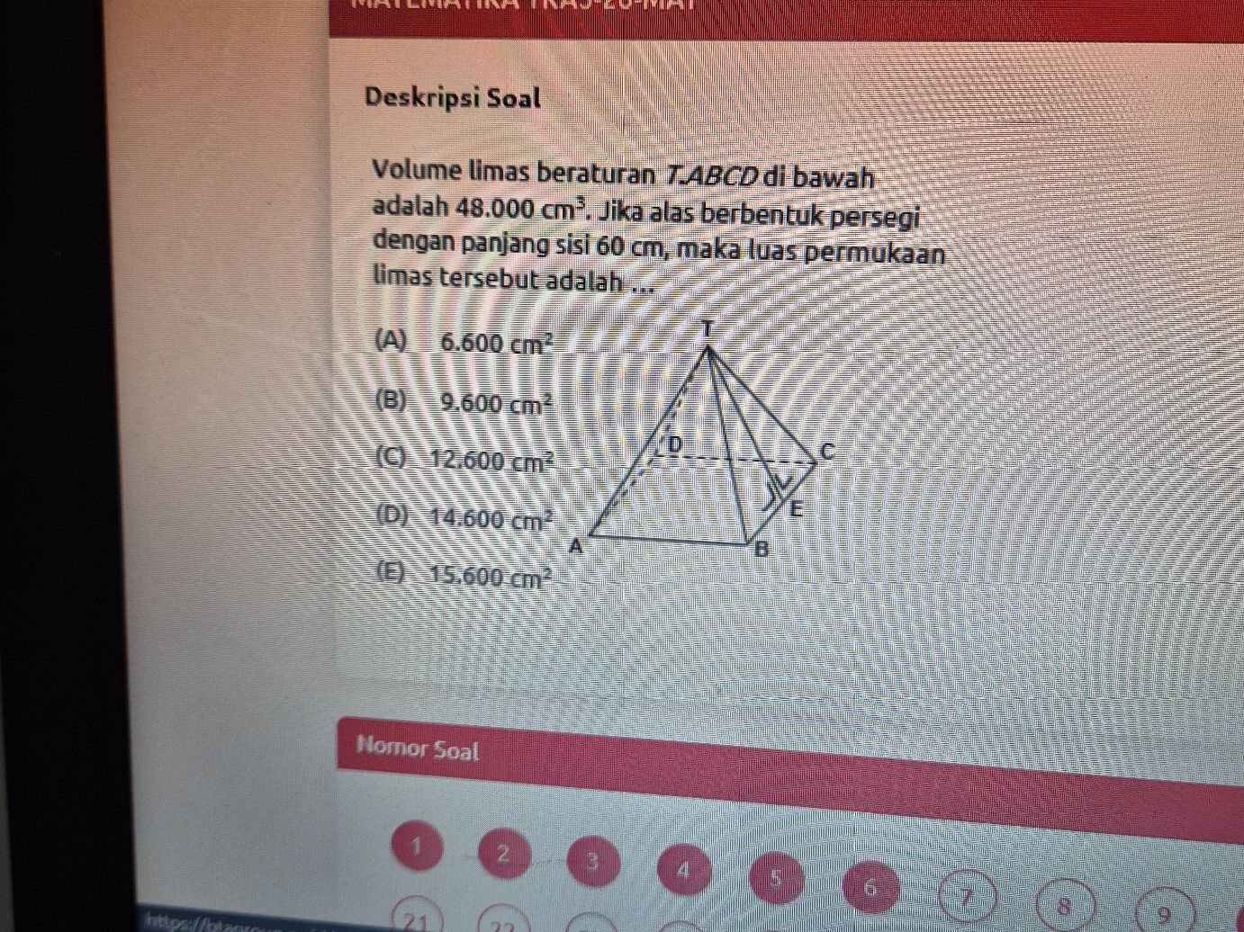 Deskripsi Soal Volume limas beraturan | StudyX