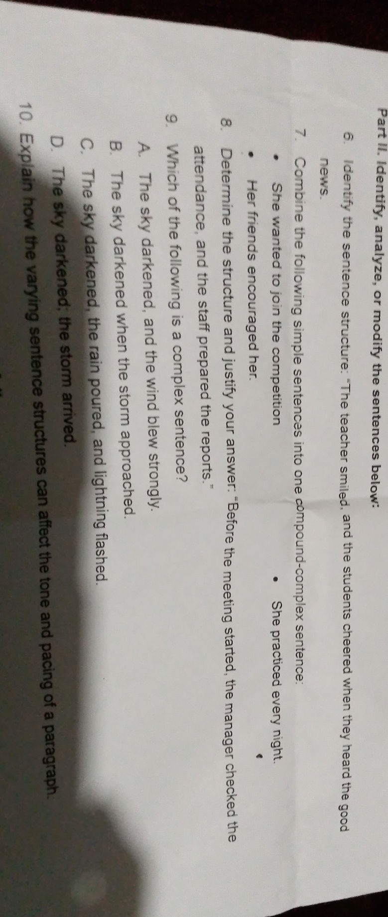 Identify the sentence structure: "The | StudyX