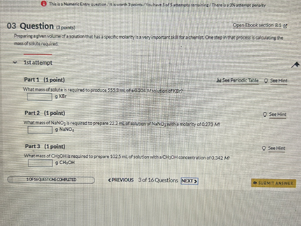 Preparing a given volume of a solution that | StudyX