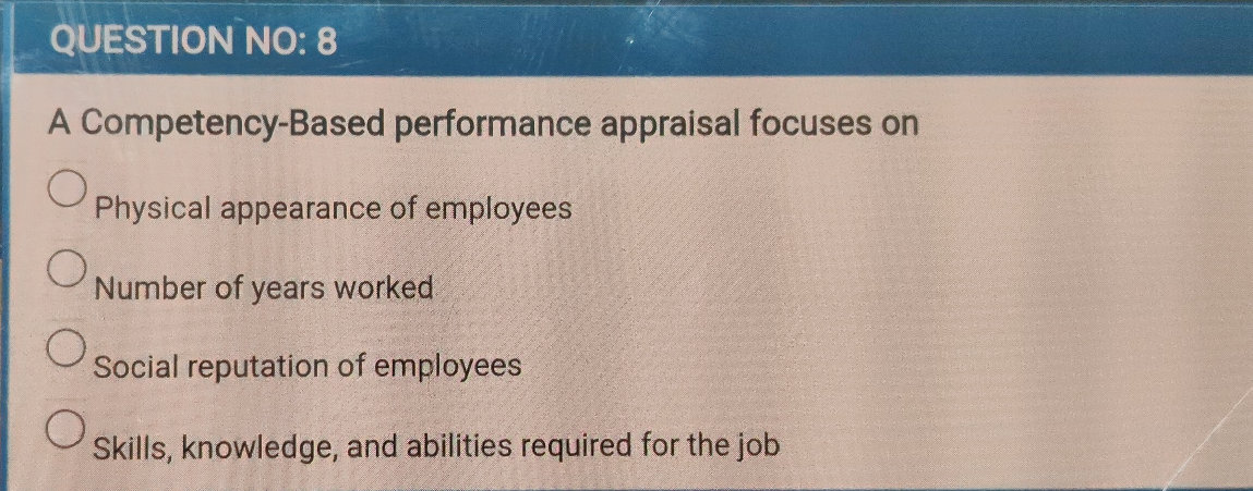 A Competency-Based performance appraisal | StudyX