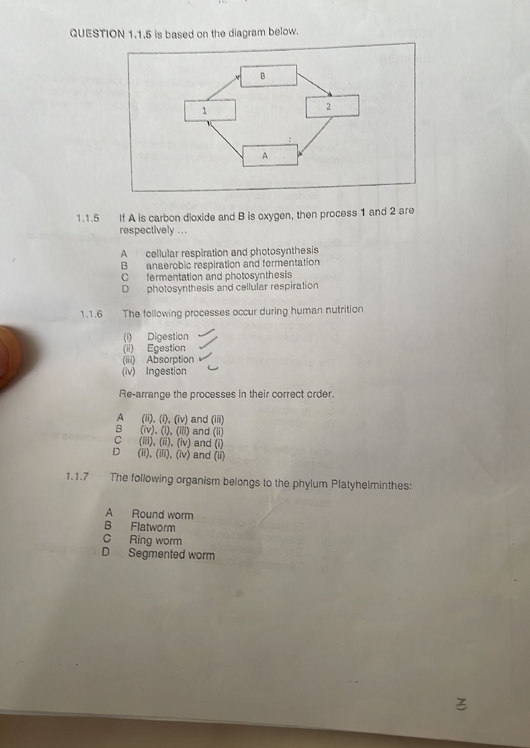 QUESTION 1.1.5 is based on the diagram | StudyX
