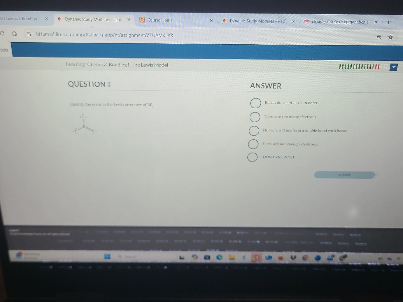 Identify the error in the Lewis structure of | StudyX