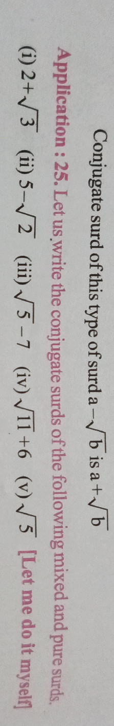 The general form of a conjugate surd for $a+ | StudyX