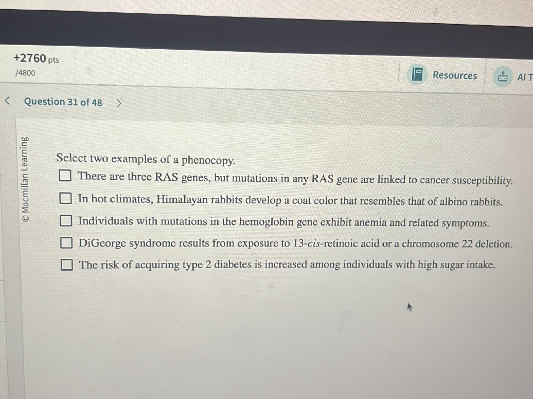 Select two examples of a phenocopy. There | StudyX