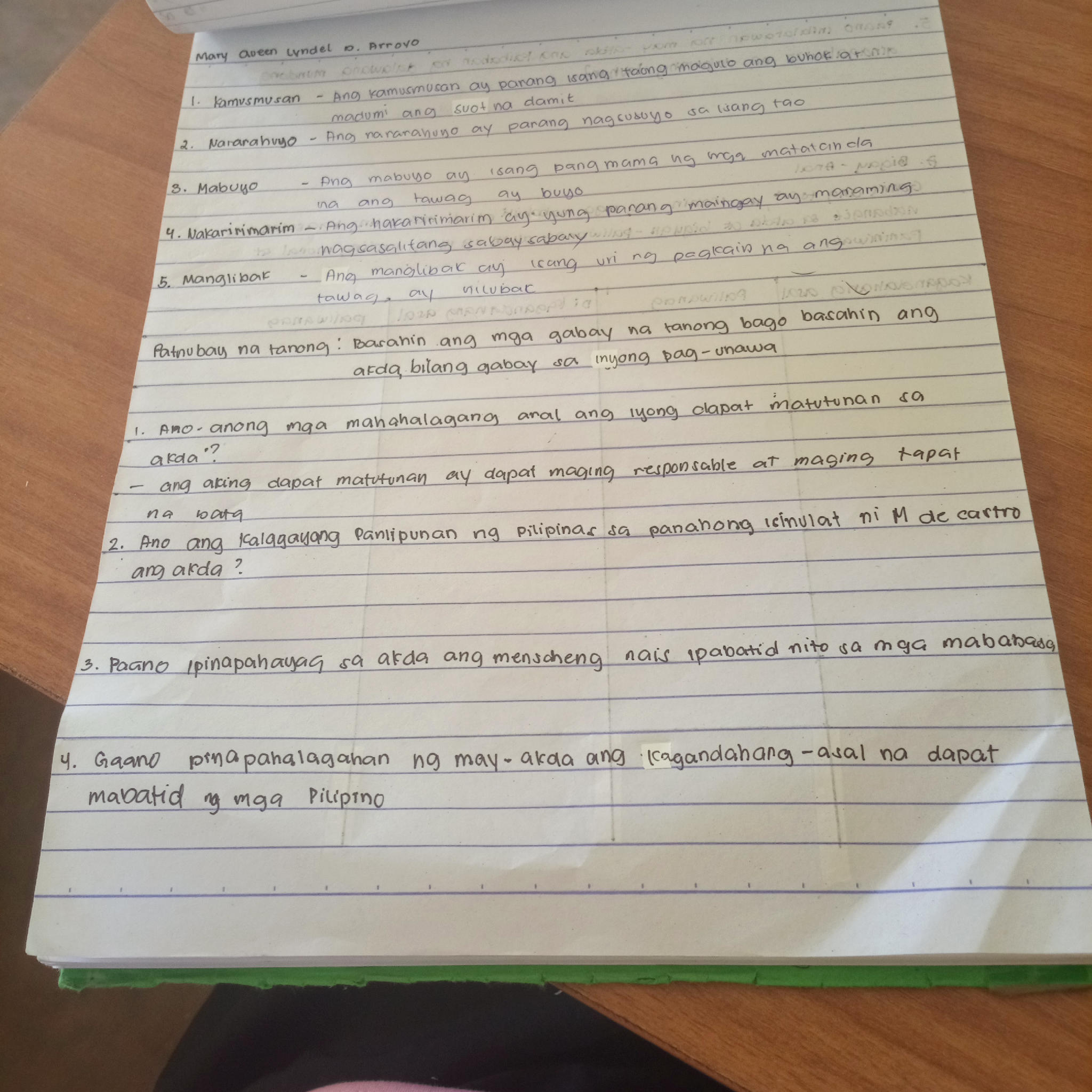 1. Ano-anong mga mahahalagang aral ang iyong | StudyX