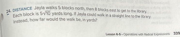 24. DISTANCE Jayla walks 5 blocks north, | StudyX