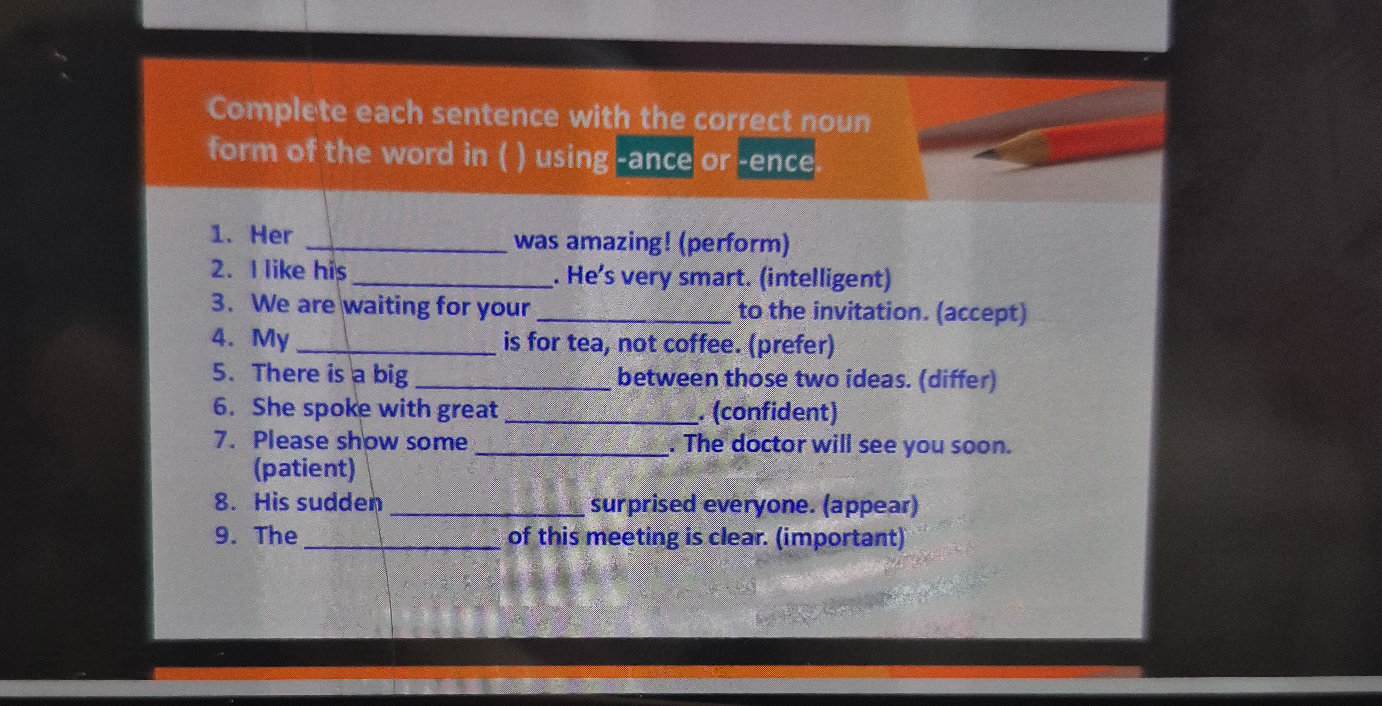 Complete each sentence with the correct noun | StudyX