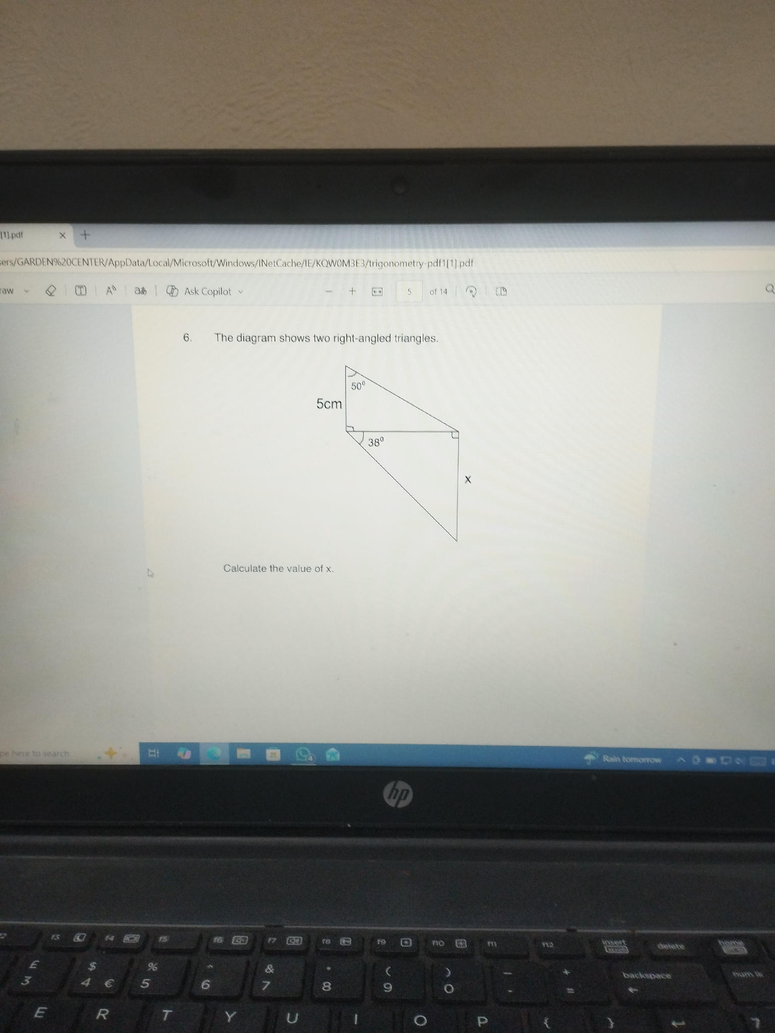 6. The diagram shows two right-angled | StudyX