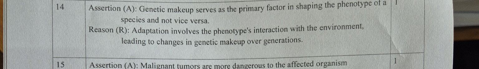 Assertion (A): Genetic makeup serves as the