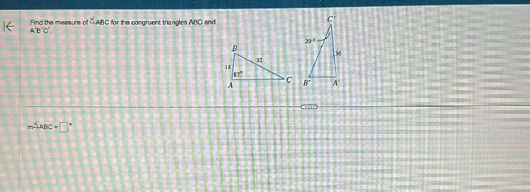 Find the measure of $ ABC$ for the | StudyX