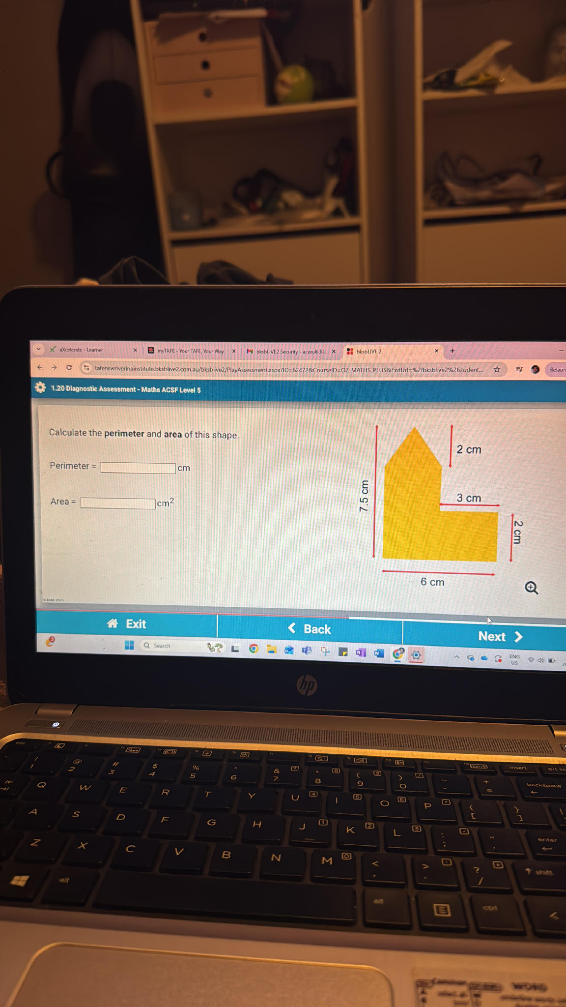 Calculate the perimeter and area of this | StudyX