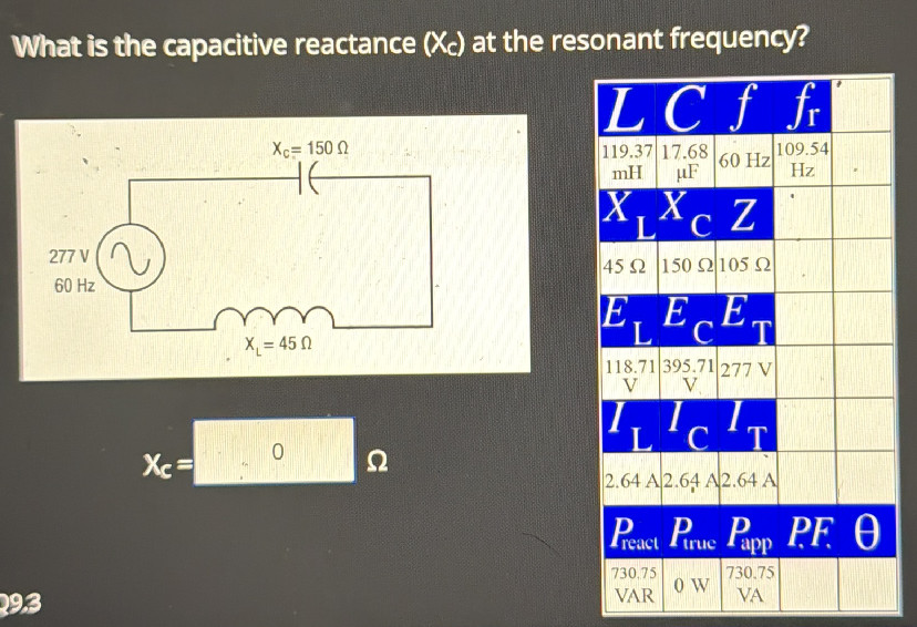What is the capacitive reactance $(X_C)$ at | StudyX