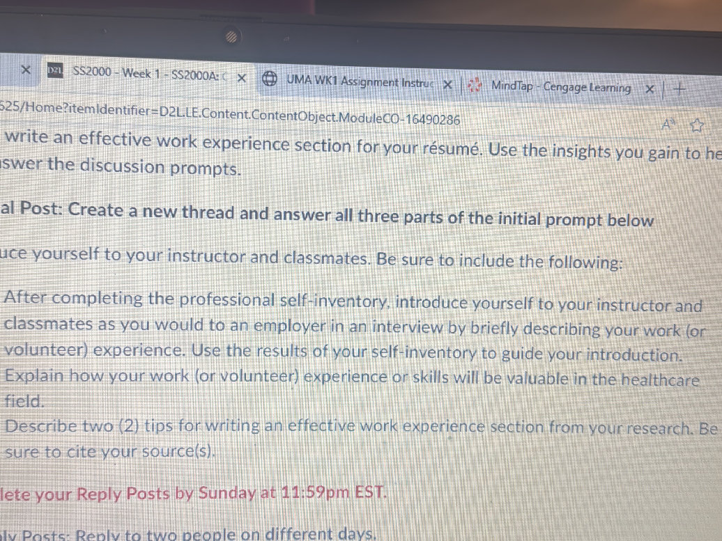 write an effective work experience section | StudyX